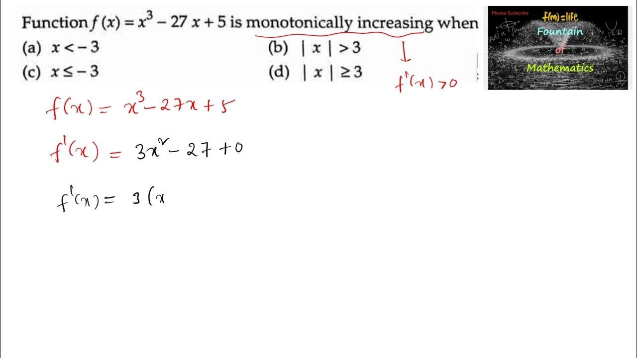 Function F x x 3 27x 5 Is Monotonically Increasing When x RD Sharma function-f-x-x-3-27x-5-is-monotonically-increasing-when-x-rd-sharma
