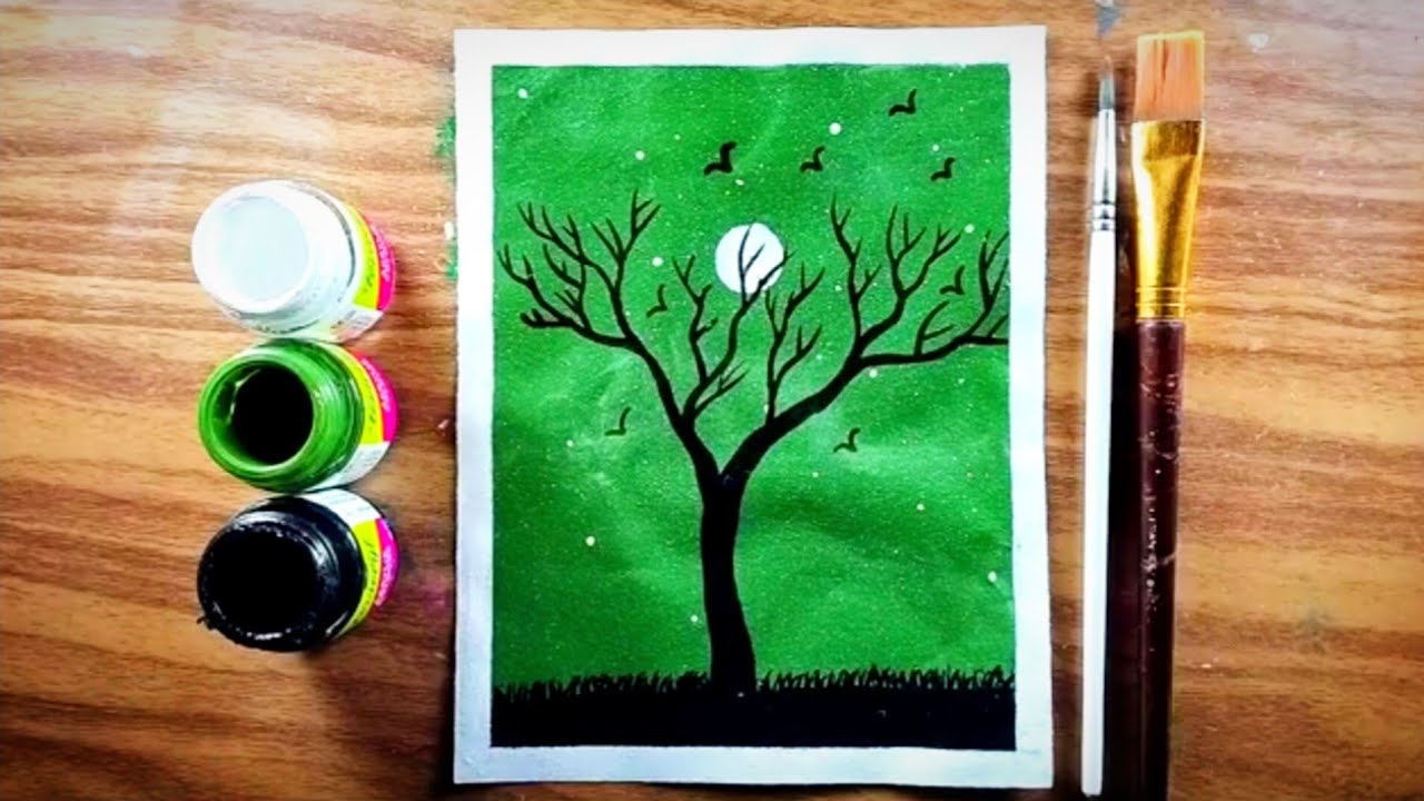 Easy Night Scene Painting with Acrylic Colors | DIY Art for Beginners ...