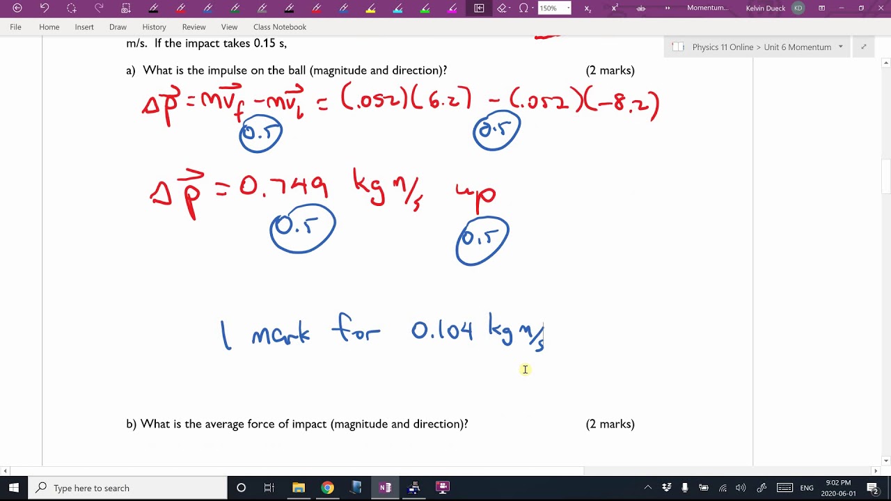 Physics 11 U6 Answers to Momentum Quiz 2 - YouTube