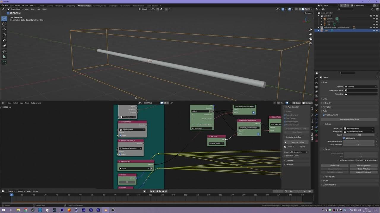 animation nodes rigid body spheres instancing - YouTube