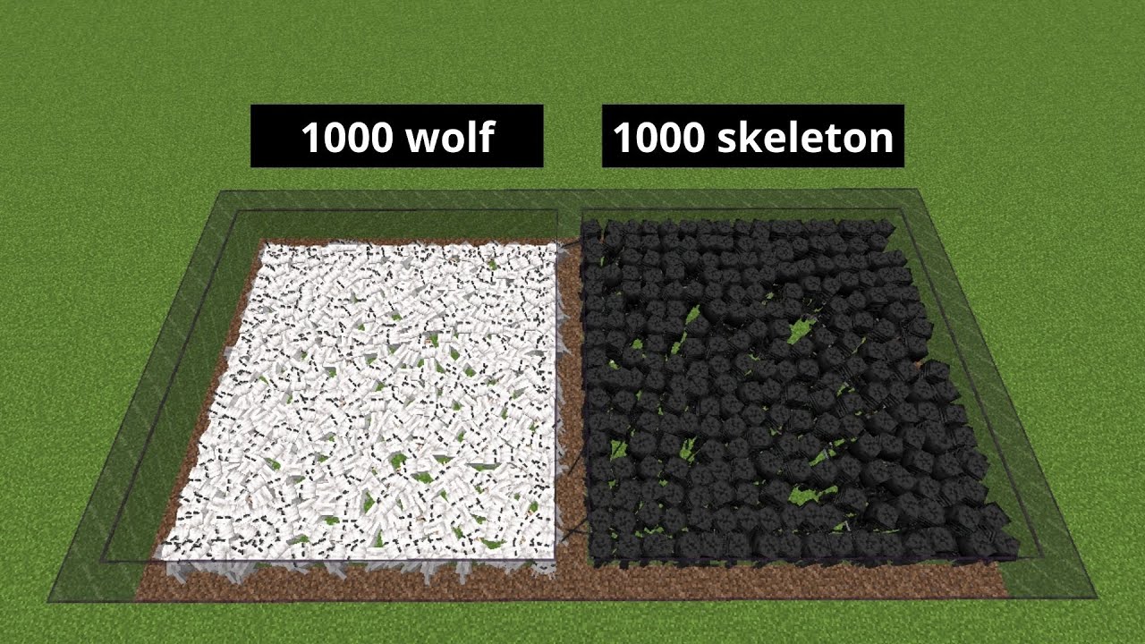 1000 wolf vs 1000 wither skeleton - YouTube