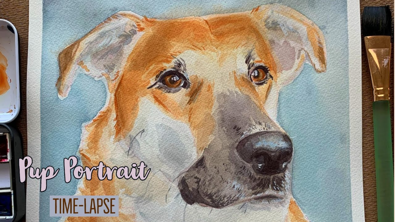 Painting My Pup | Watercolor Time-lapse - YouTube