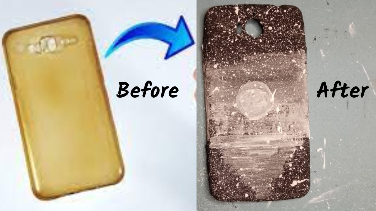 DIY phone case acrylic paint galaxy |How to paint old mobile cover DIDN ...