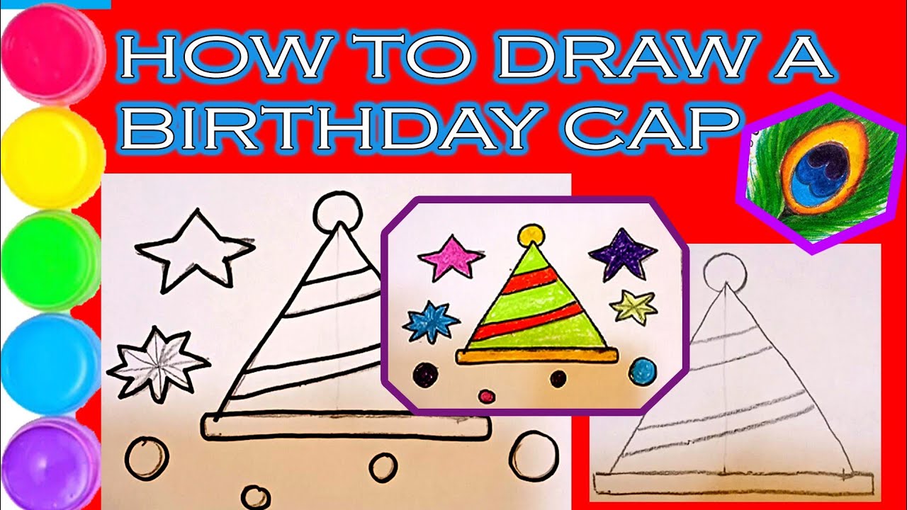 🤠 hat drawing, birthday cap drawing... - YouTube