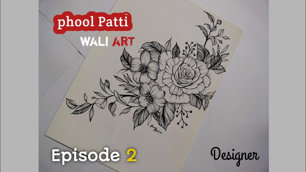 EPISODE - 2 | How to draw phool patti wali art | pen art # ...