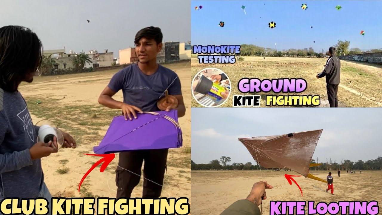 Club Kite Fighting in ground🪁Testing MONO KTC Manjha|Kite Looting ...