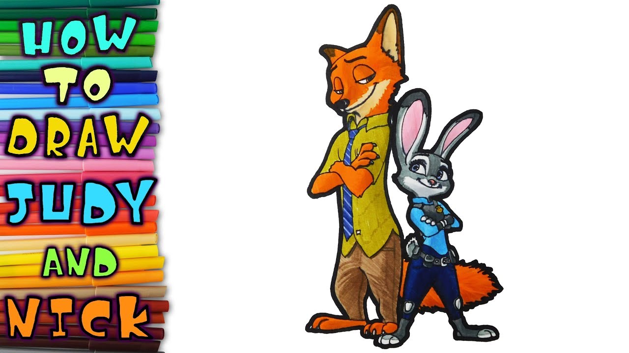 How to draw Nick and Judy. learn to draw, drawing lessons, coloring ...
