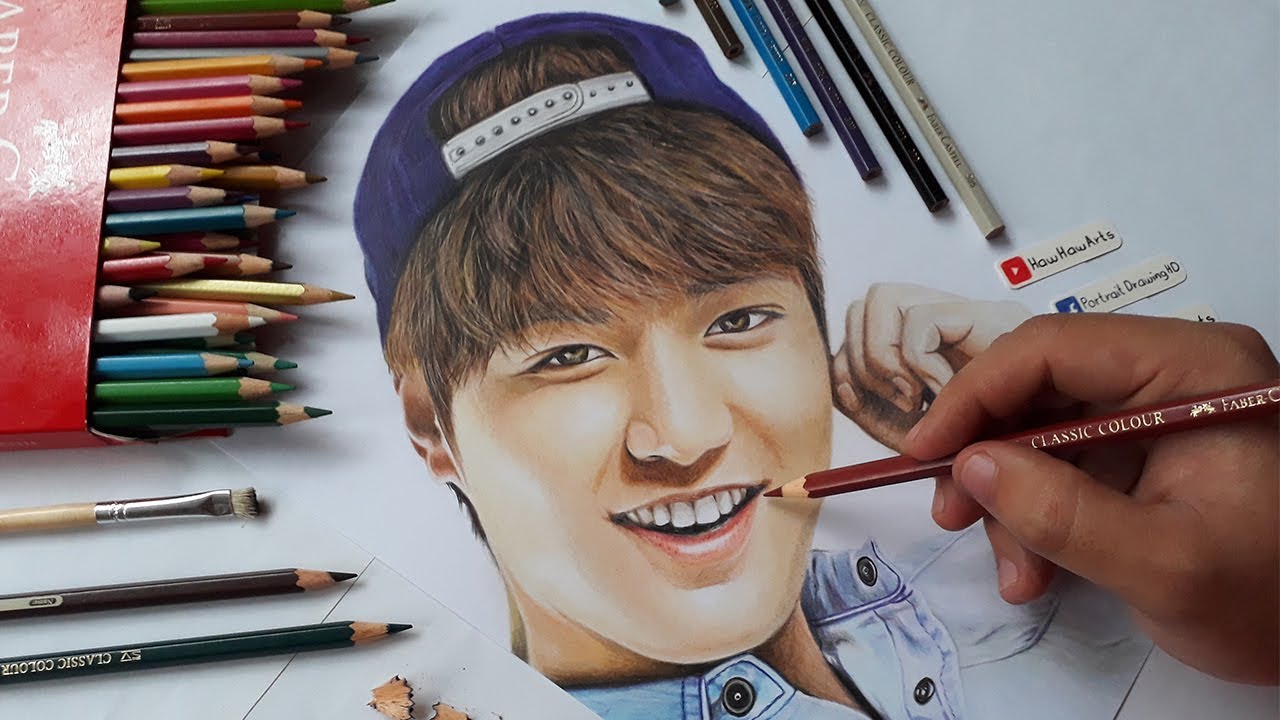 LEE MIN HO colored portrait sketch/speed drawing | Realistic - by Haw ...