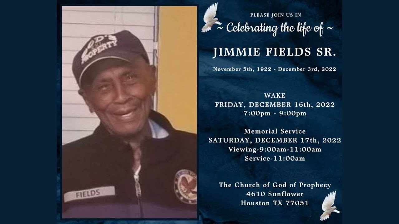 Celebrating the Life of Jimmie Fields Sr. - YouTube
