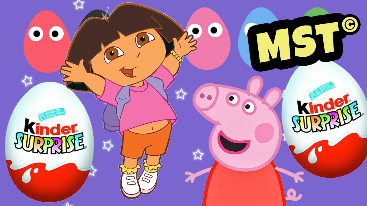 Kinder Surprise Eggs Play Doh Peppa Pig Dora the explorer [MST] - YouTube