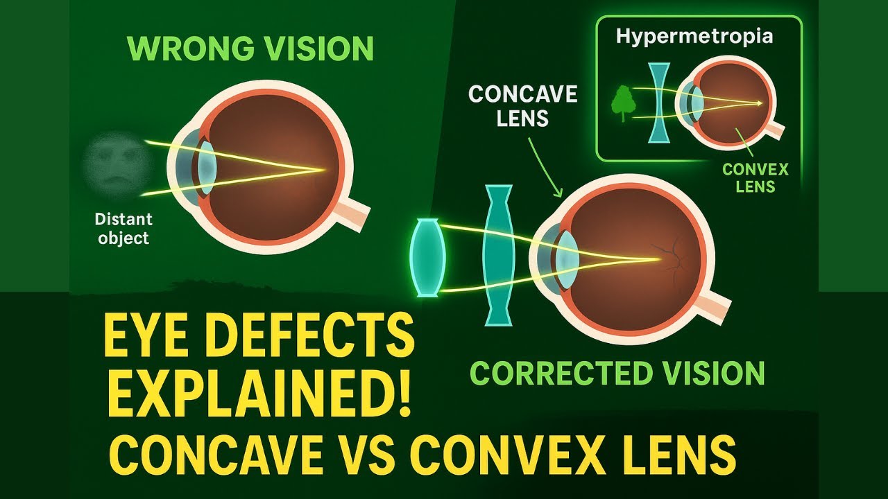 Eye Defects Explained | Myopia vs Hypermetropia | Concave & Convex Lens ...