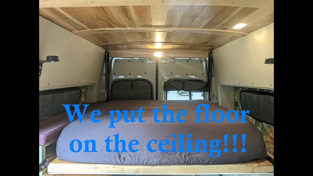 Installing a beautiful hardwood ceiling in a Sprinter van conversion ...