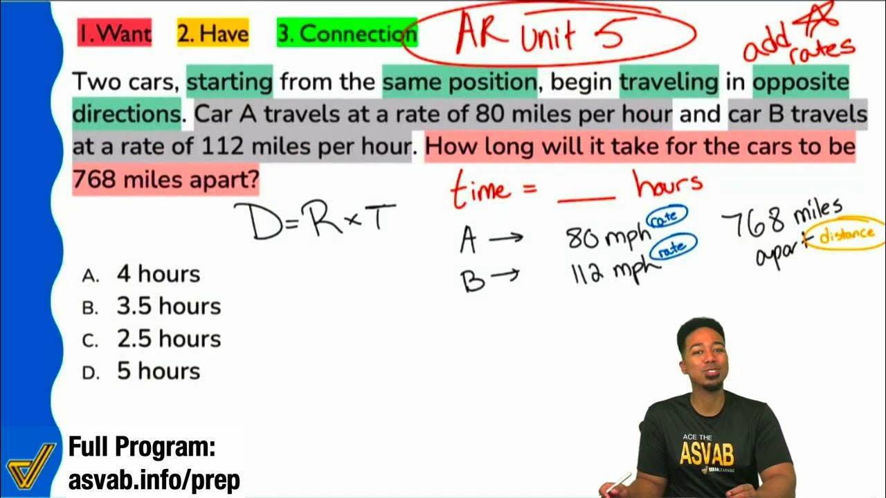 ASVAB Arithmetic Reasoning: Practice Test Question - Distance Rate Time ...