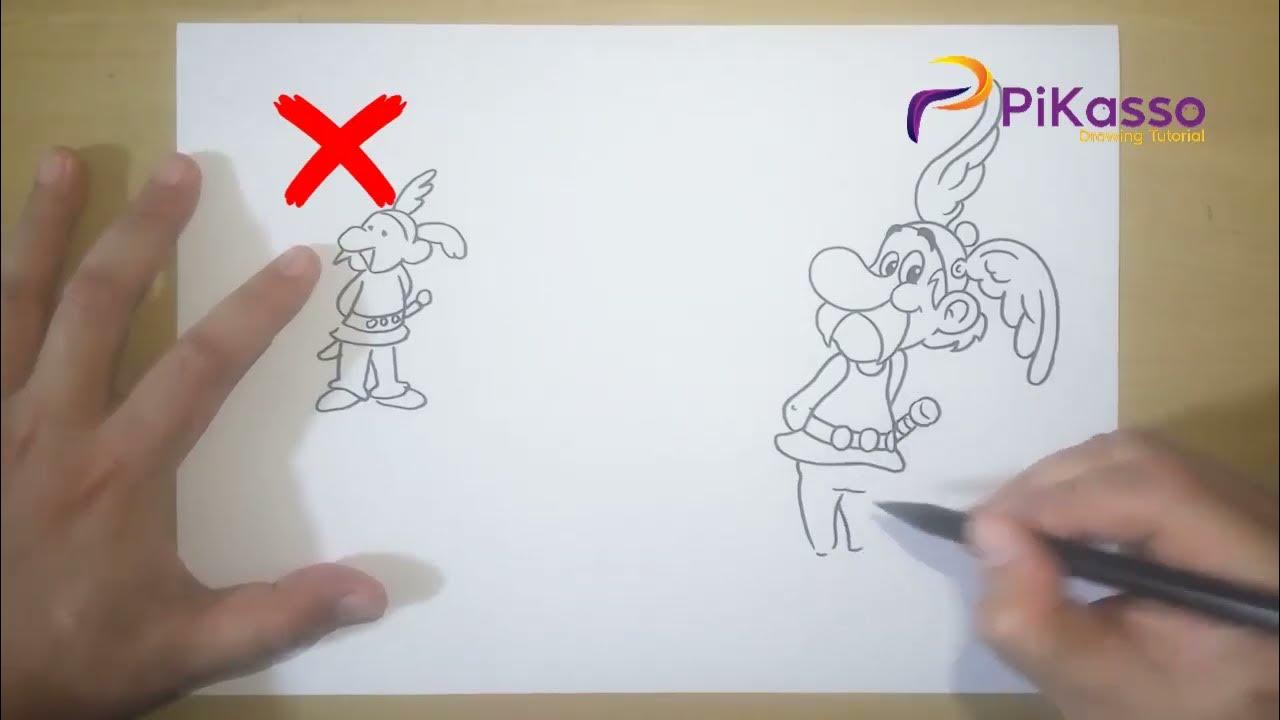 How to Draw Asterix from Asterix and Obelix Step by Step - YouTube