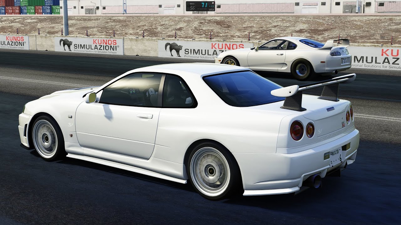 1000hp R34 GTR vs 1000hp Supra - 1/4 mile Drag Racing - Assetto Corsa ...