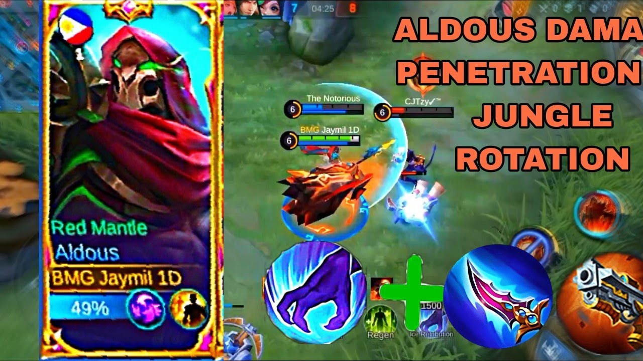 ALDOUS DAMAGE PENETRATION IN JUNGLE ROTATION🔥| ALDOUS BEST BUILD 2023 ...