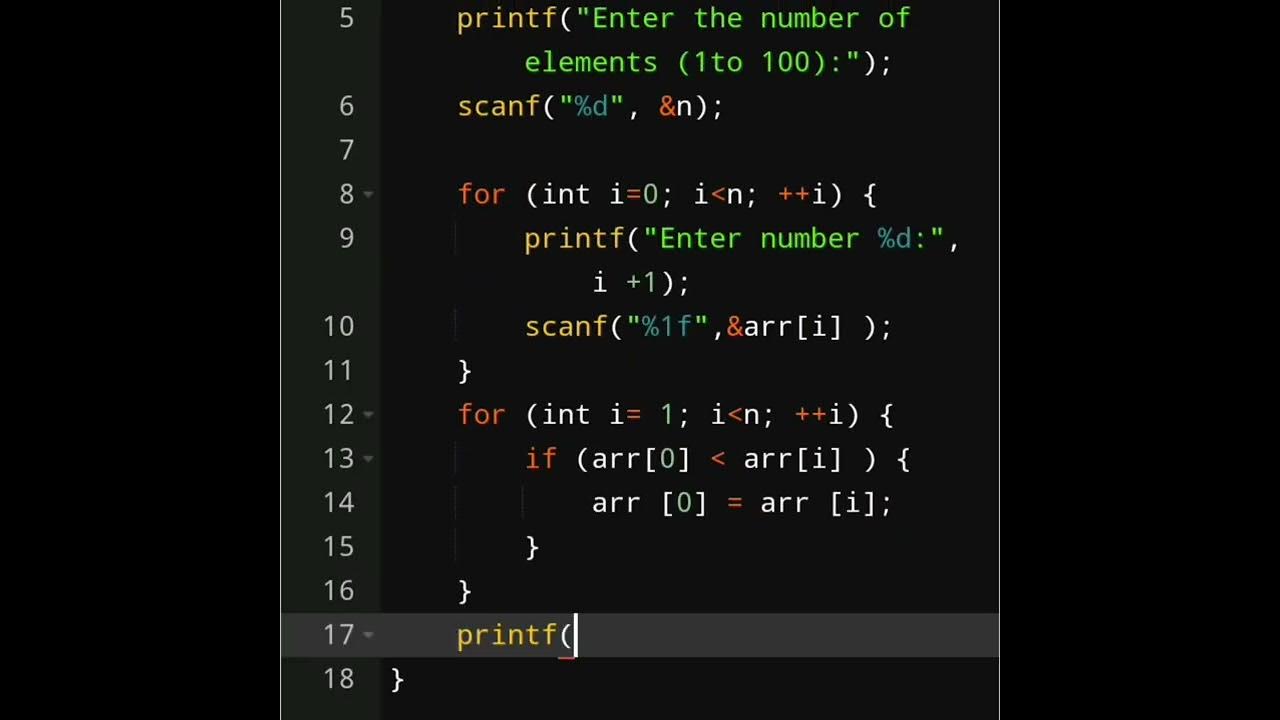 C Program to Find Largest Element in an Array ⚡ #education #cprogramming #shorts - YouTube
