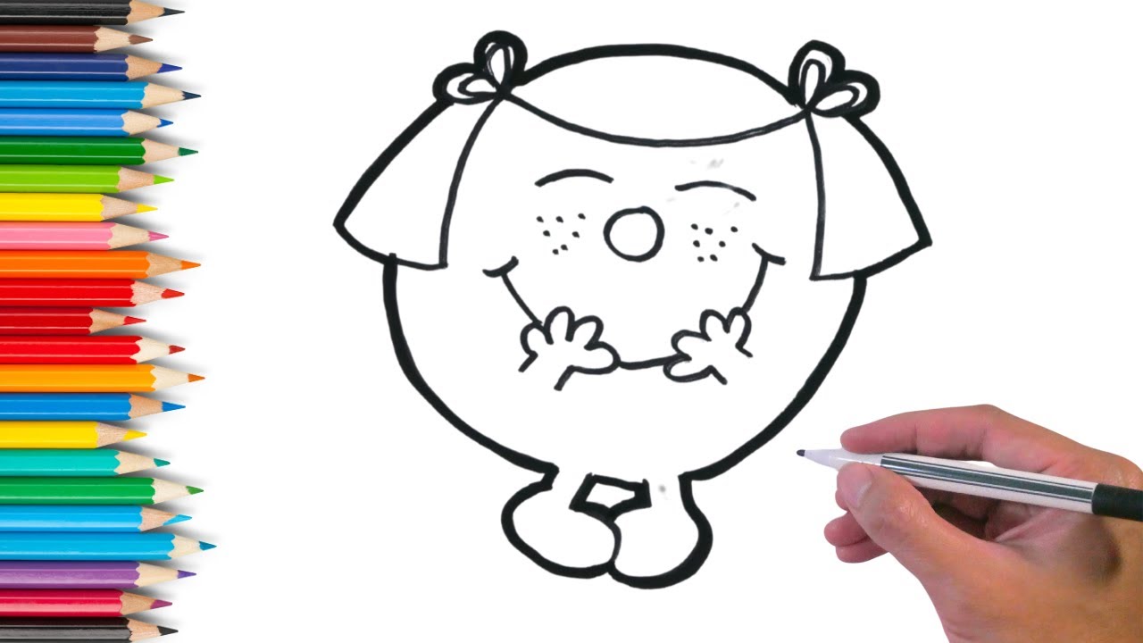 Learn how to draw LITTLE MISS GIGGLES | Easy Drawing LITTLE MISS ...