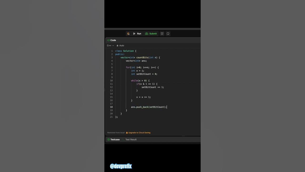Counting Bits Leetcode 338 Shorts Leetcode Bitwiseoperators Youtube