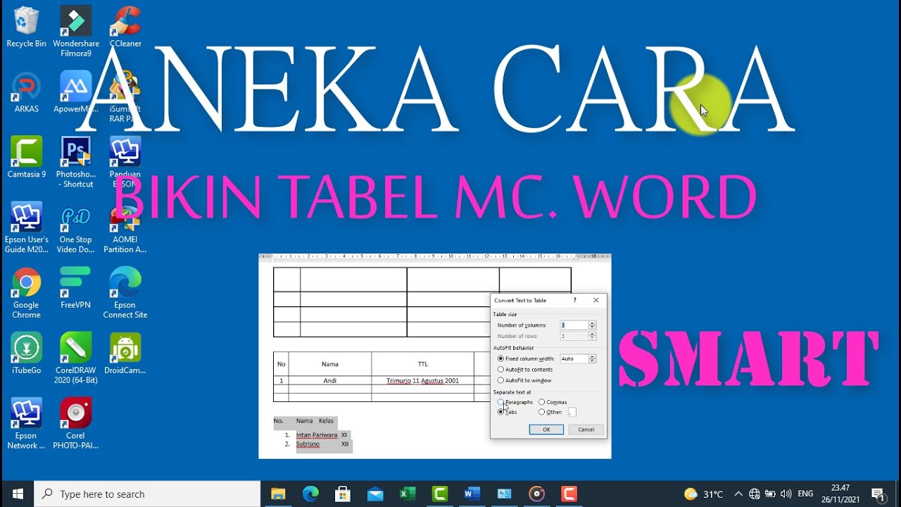 Membuat Tabel Unik MICROSOFT WORD - YouTube