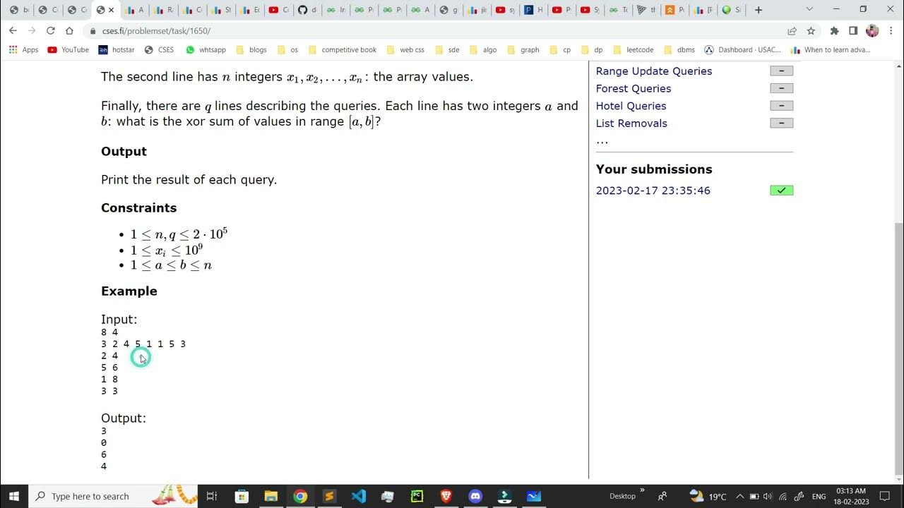 Range Xor Queries Cses Youtube