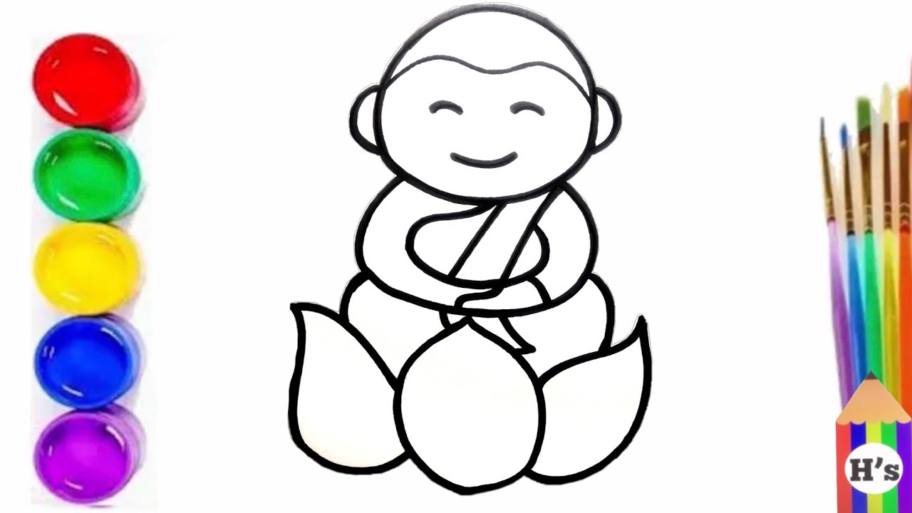 Cara Menggambar Biksu | Selamat Hari Waisak | How To Draw A Monk ...
