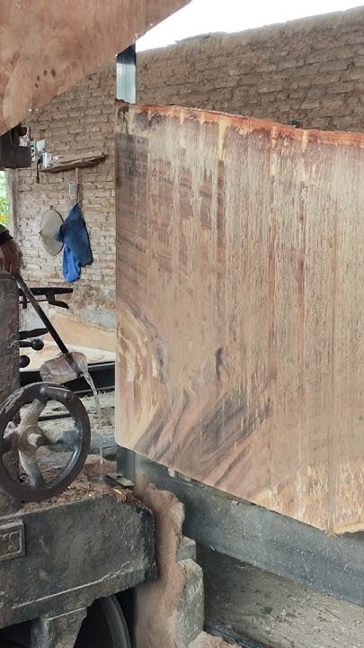 very busy !! chainsaw operators use the method to split large logs # ...