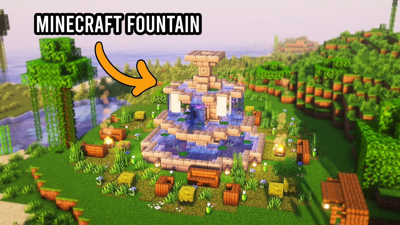 Minecraft Small Fountain Tutorial - Simple Starter Fountain Design 1.21 ...