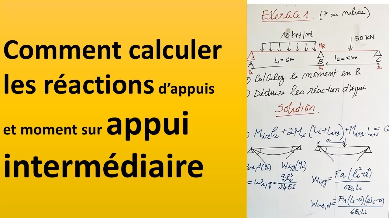 Comment déterminer le moment sur l'appui intermédiaire et les réactions ...