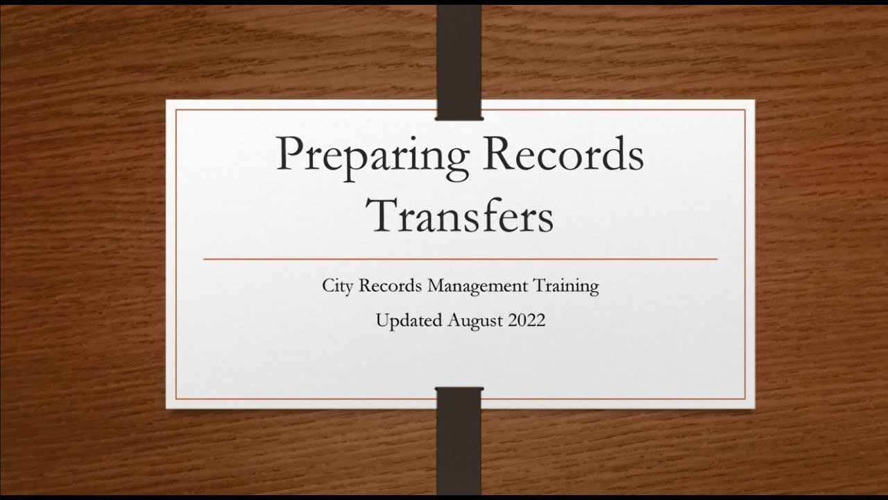 Preparing Records Transfer - YouTube