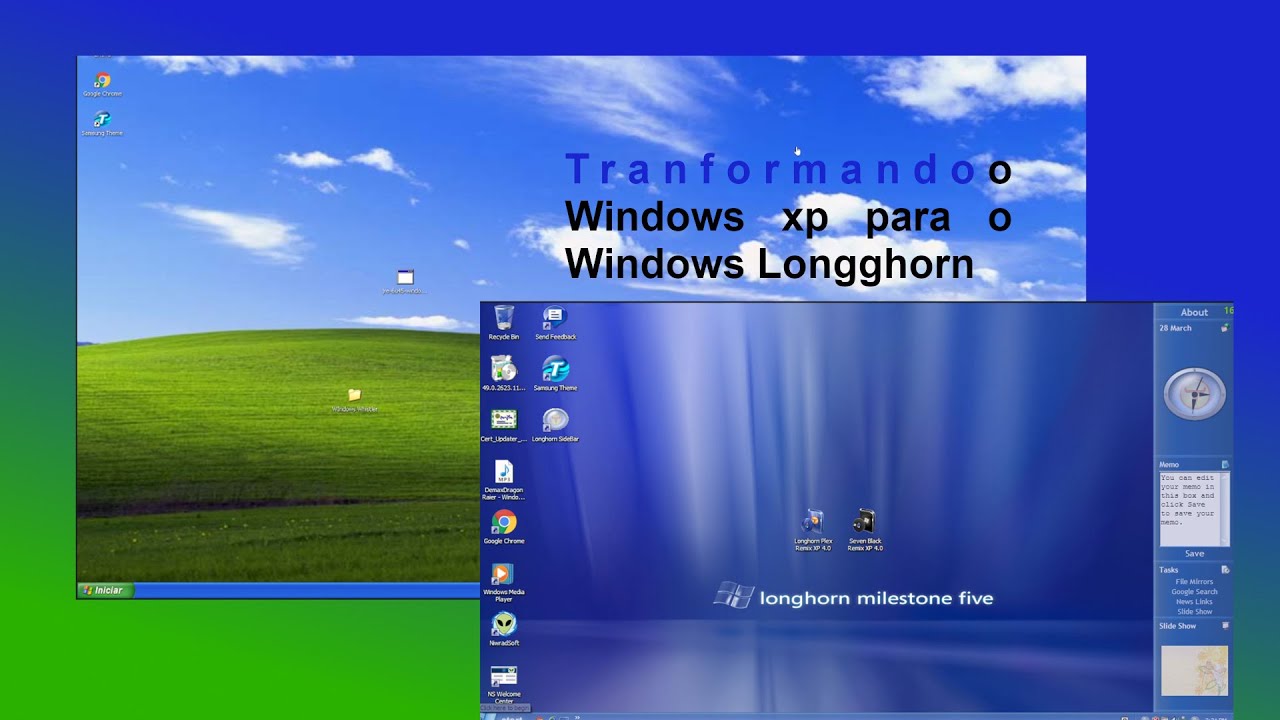 Transformando o Windows xp no Longhorn - YouTube