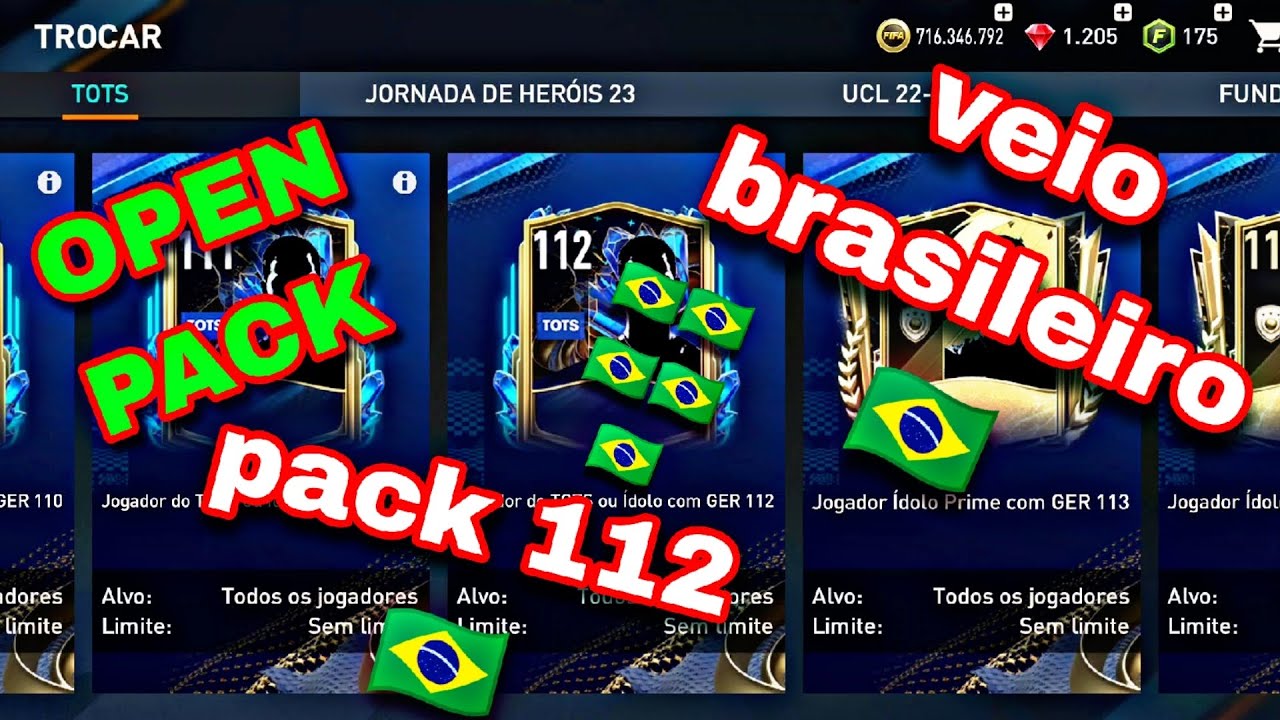 FIFA MOBILE: abri o pack 112 e tirei brasileiro!!!! +gameplay - YouTube