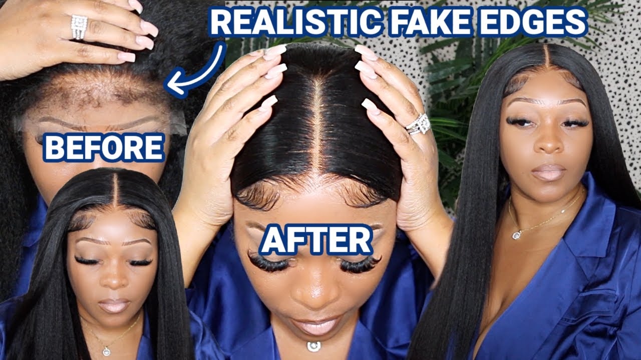 NEW! 😲 FAKE EDGES Technique | Realistic Hairline On Frontal Wig ...
