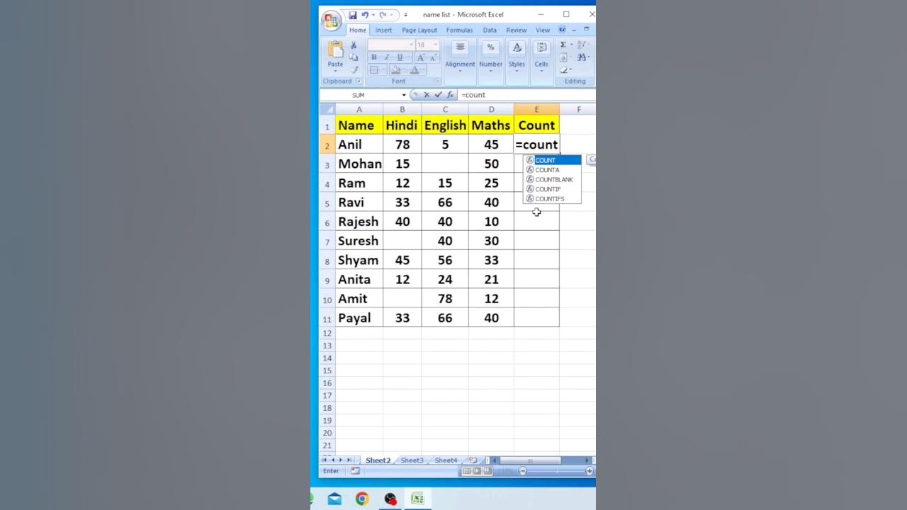 Use Count Formula in MS Excel🔥How to calculate Count in ms excel? - YouTube