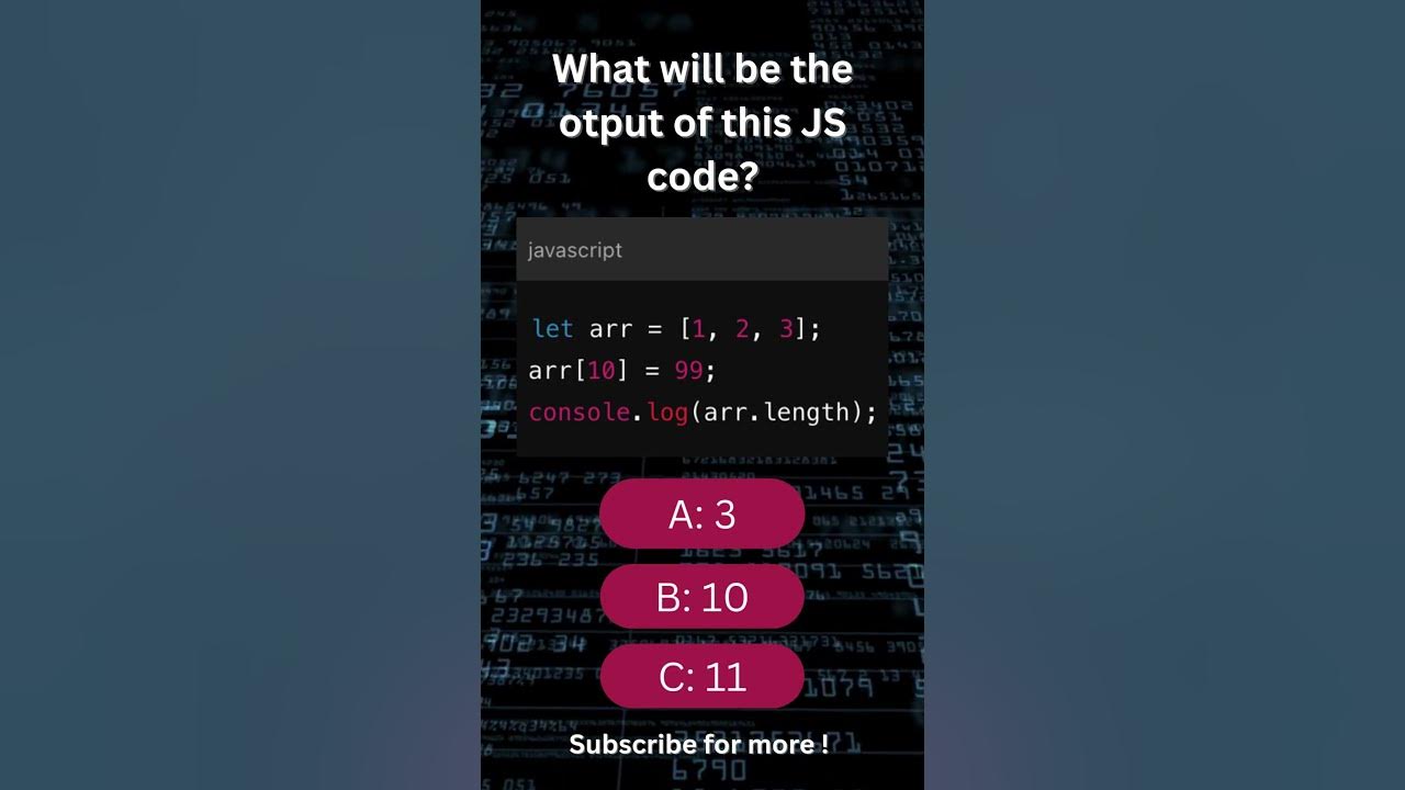 "JavaScript Quiz: Array Length Confusion!" #programming #javascriptm #programmingquiz - YouTube