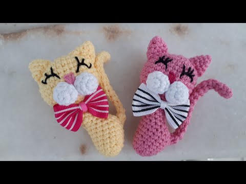 TIĞ İŞİ KEDİ BUZDOLABI SÜSÜ (crochet making cat fridge ornament )