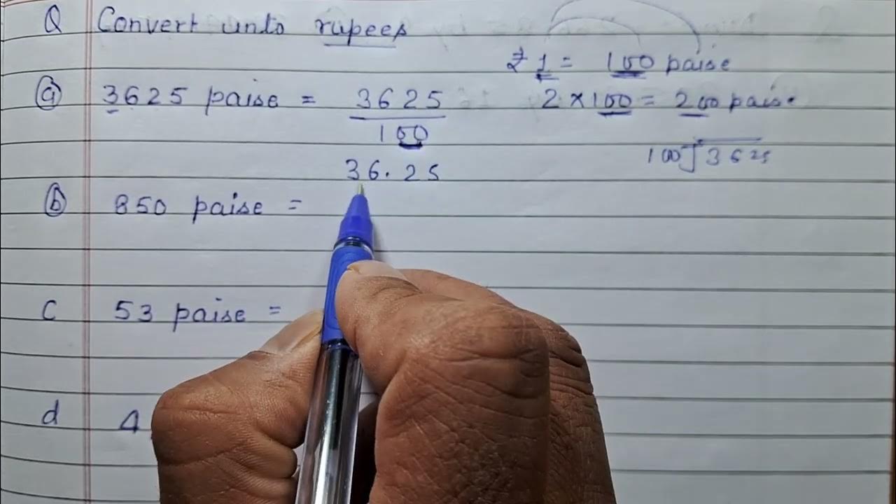 Convert into rupees | Change the following paise into rupees - YouTube