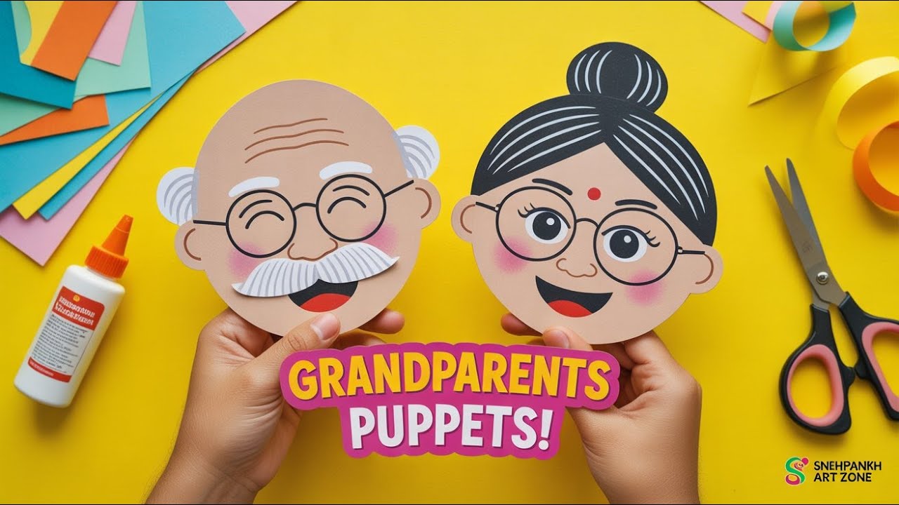 How to Make Easy Grandparents Puppets | DIY Craft for Kids - YouTube