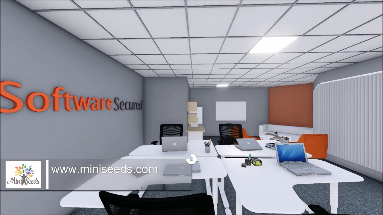 An office space 3D interior design - YouTube