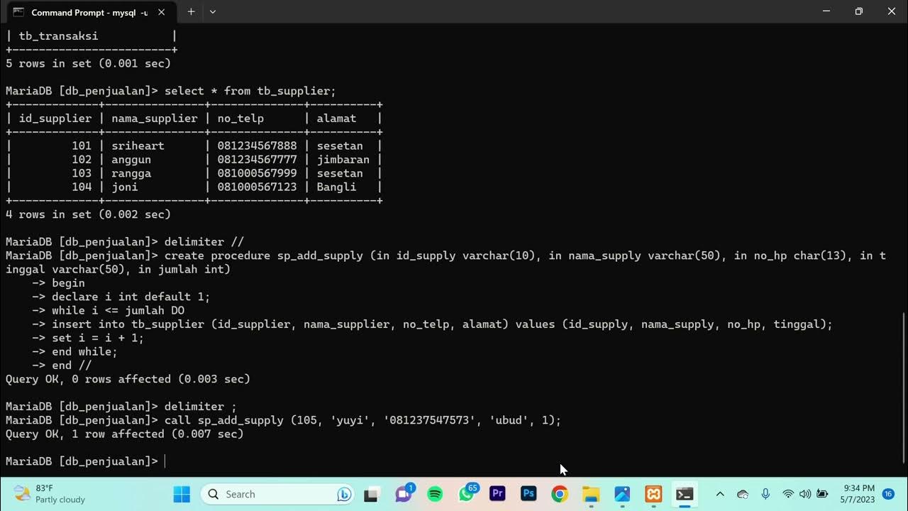 Membuat Stored Procedure (IN, OUT, INOUT) dan Function - YouTube