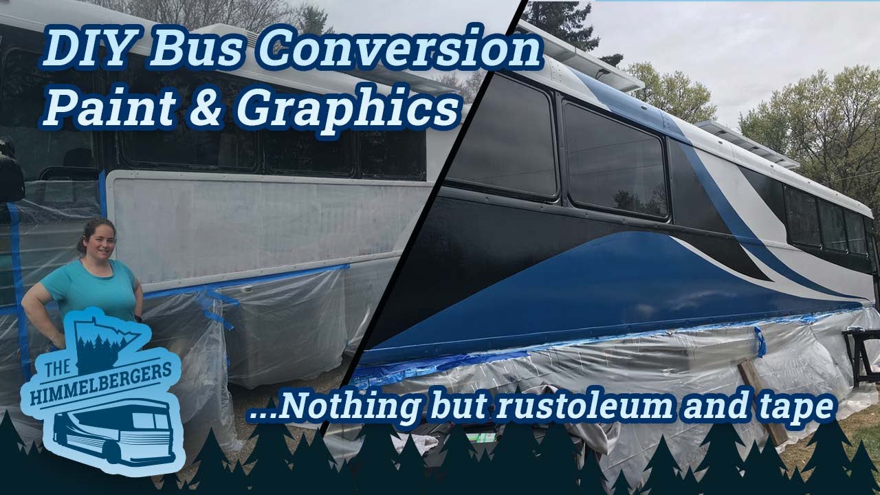 Painting Our Bus Conversion with Rustoleum and a Roller - YouTube