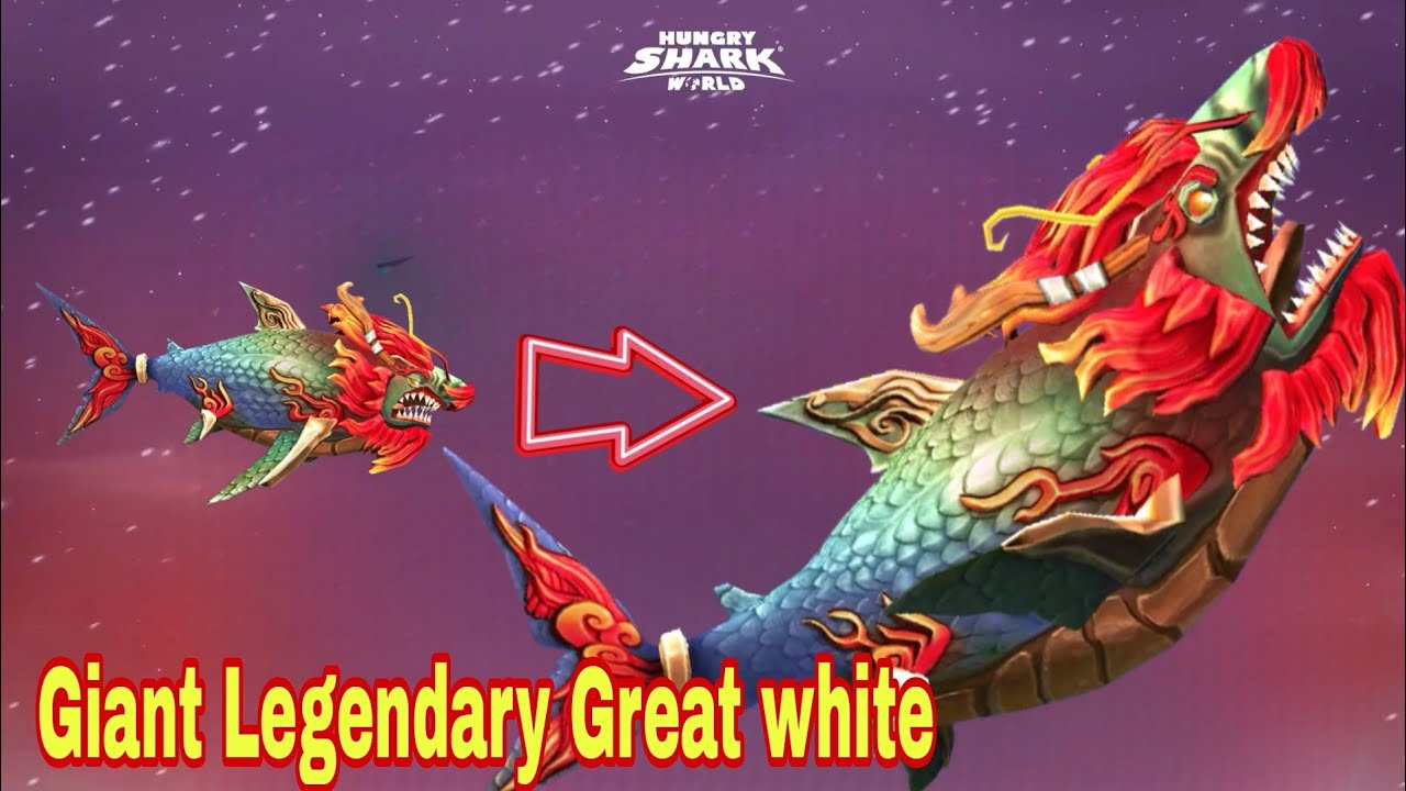 NEW GIANT LEGENDARY GREAT WHITE UNLOCKED - HUNGRY SHARK WORLD - YouTube