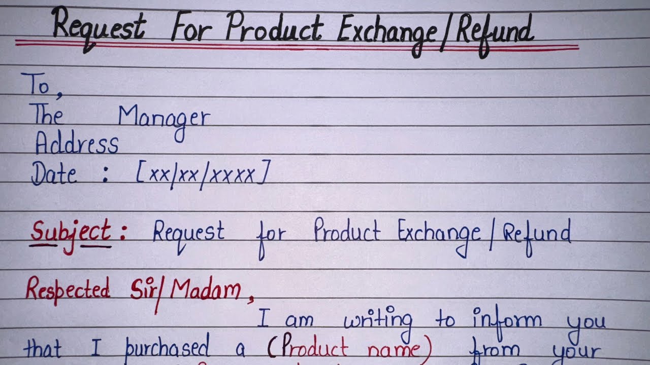 Request letter for product exchange/ refund | How to Write letter for ...