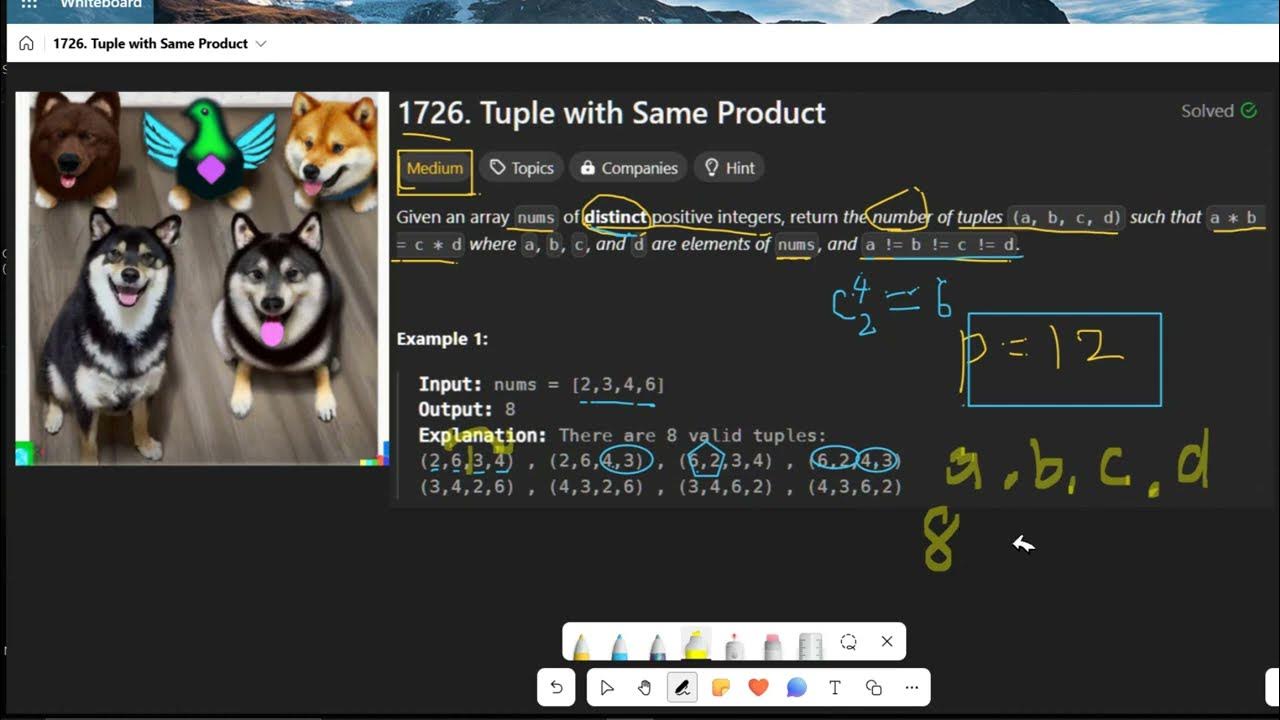 排列組合Python解Leetcode 1726 Tuple with Same Product - YouTube