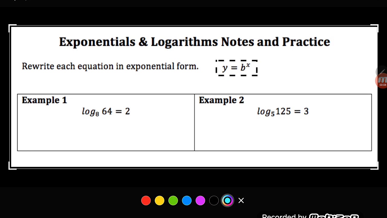 Log Form To Exponential Form - Youtube