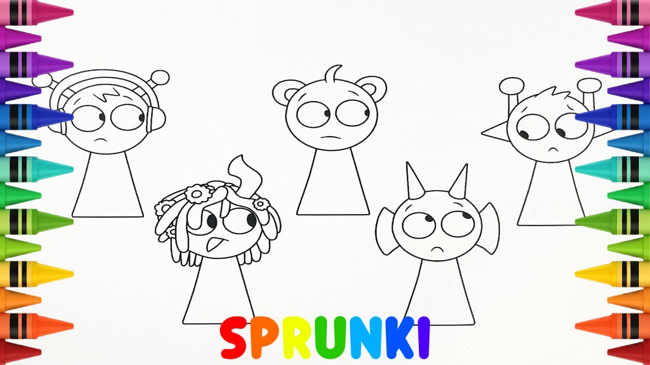 Incredibox Sprunki Cute Oren, Tunner, Simon, Vineria Blank Coloring ...