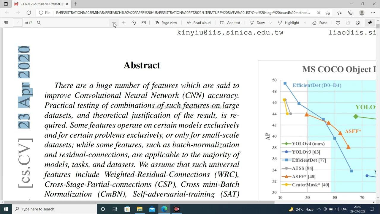 YOLOv4: Optimal Speed and Accuracy of Object Detection - YouTube