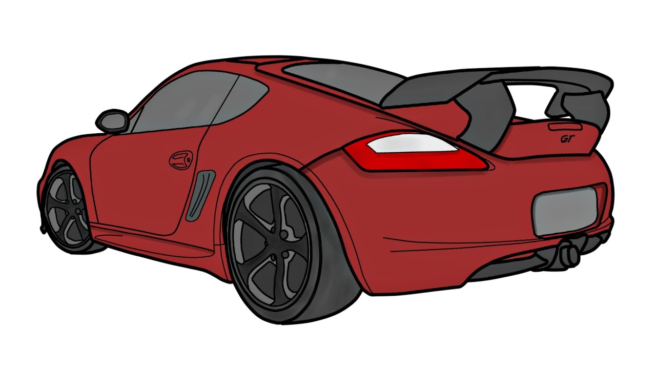 How to draw Porsche Cayman GT 2006 step by step - YouTube