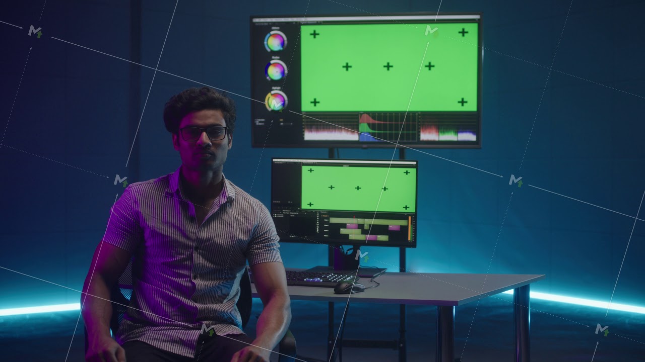 Video editor at work in editing room - YouTube