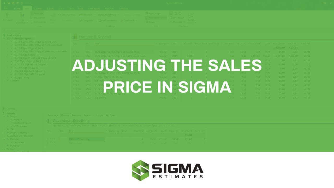 How to adjust the sales price in Sigma - YouTube
